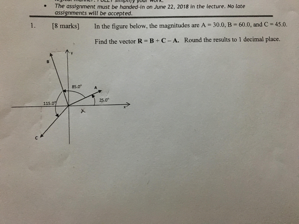 Solved The assignment must be handed-in on June 22, 2018 in | Chegg.com