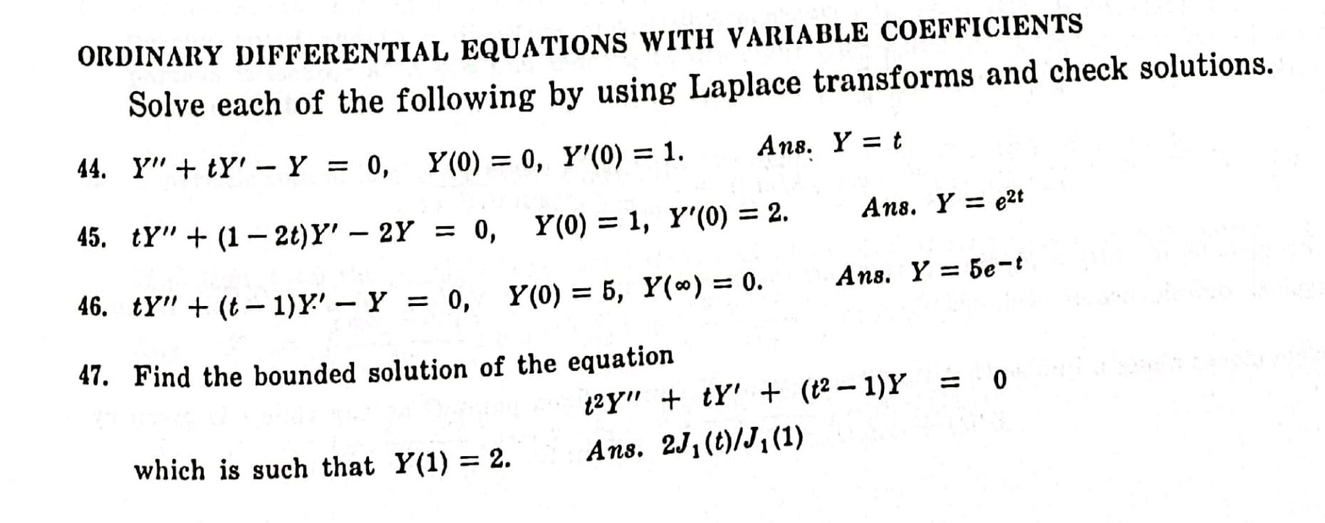 Solved Ordinary Differential Equations With Variable