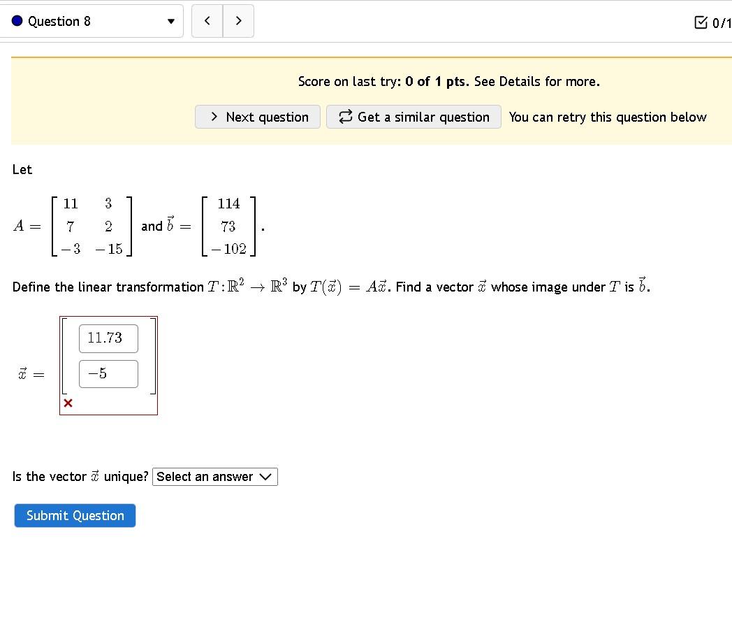 Solved Question 8 0/1 > Next question Get a similar | Chegg.com
