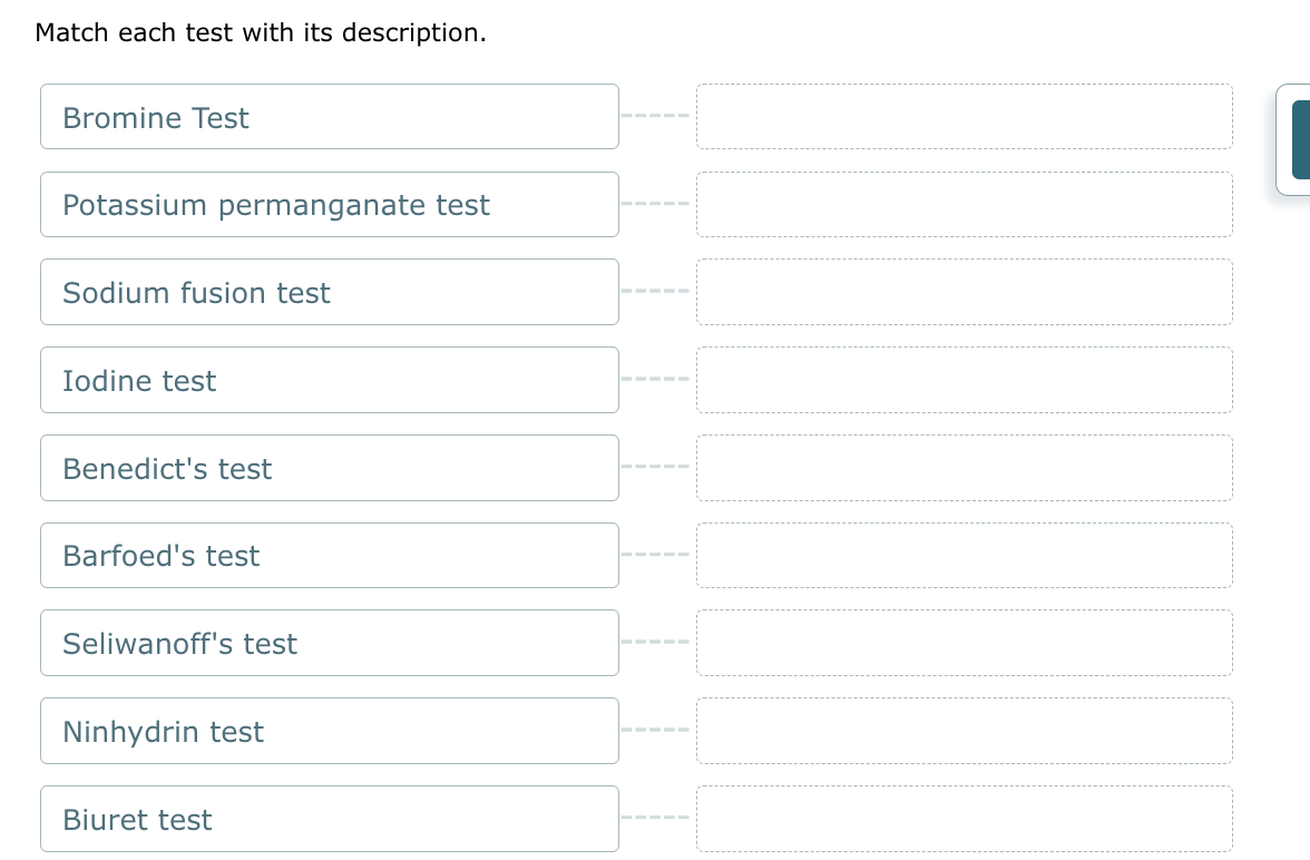 Solved Match each test with its description.Potassium | Chegg.com