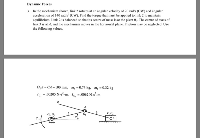 Solved Dynamic Forces In the mechanism shown, link 2 rotates | Chegg.com