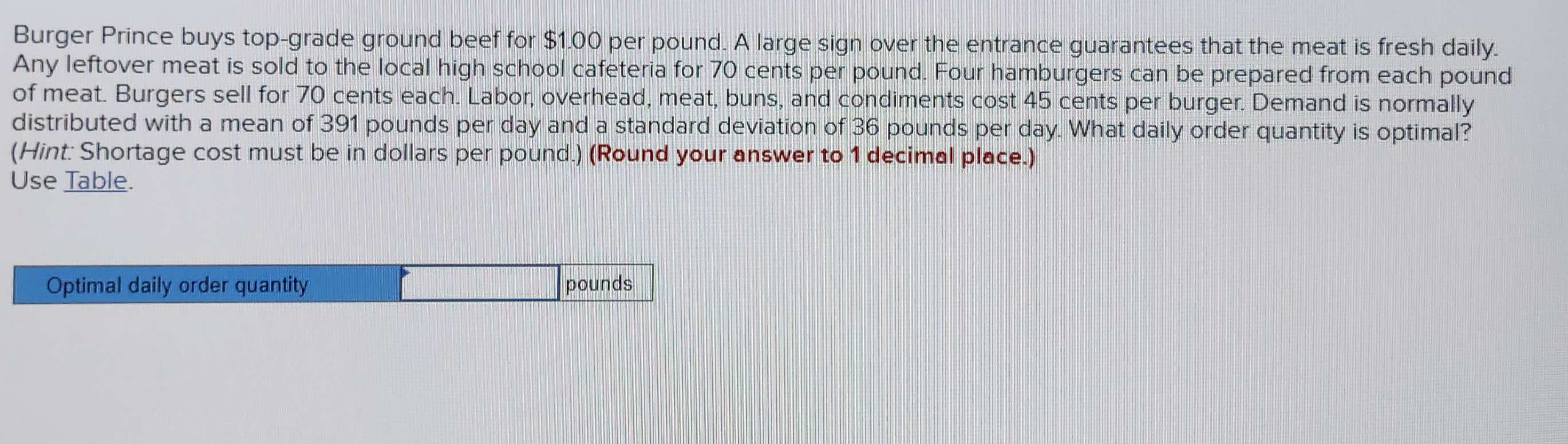 Solved Burger Prince buys top-grade ground beef for $1.00 | Chegg.com