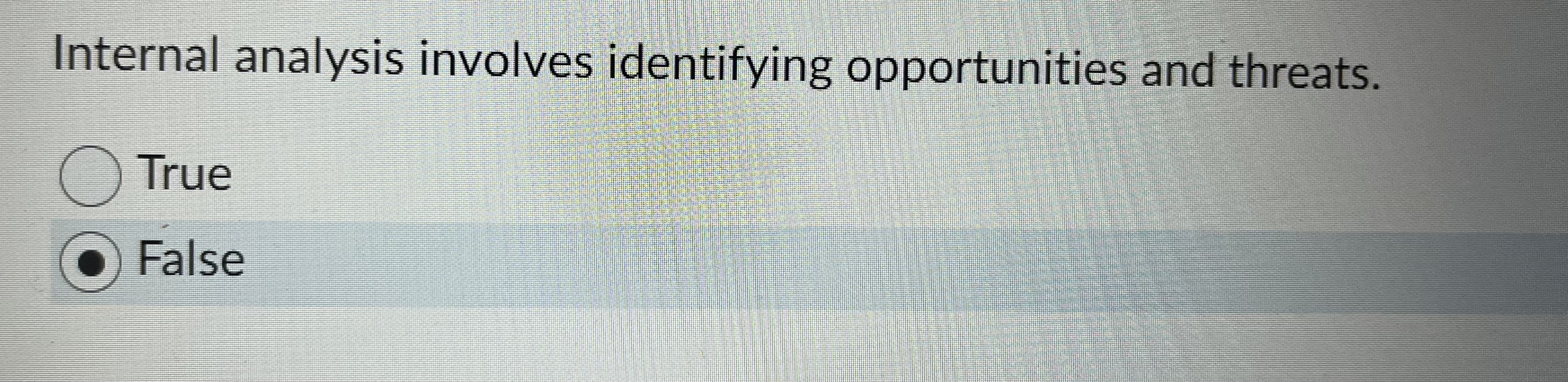 Solved Internal analysis involves identifying opportunities | Chegg.com