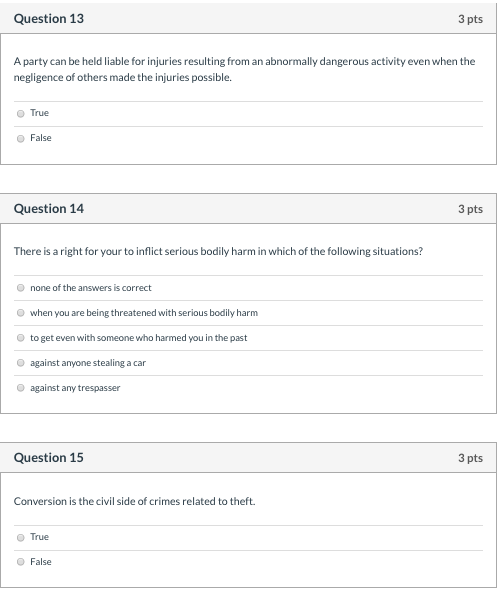 Solved Question 13 3 pts A party can be held liable for | Chegg.com
