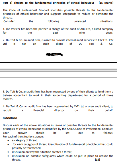 Solved Part b) Threats to the fundamental principles of | Chegg.com