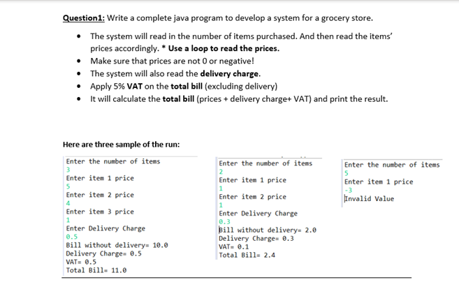 Solved Question1: Write a complete java program to develop a | Chegg.com