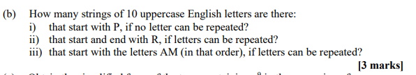 Solved (b) How many strings of 10 uppercase English letters | Chegg.com