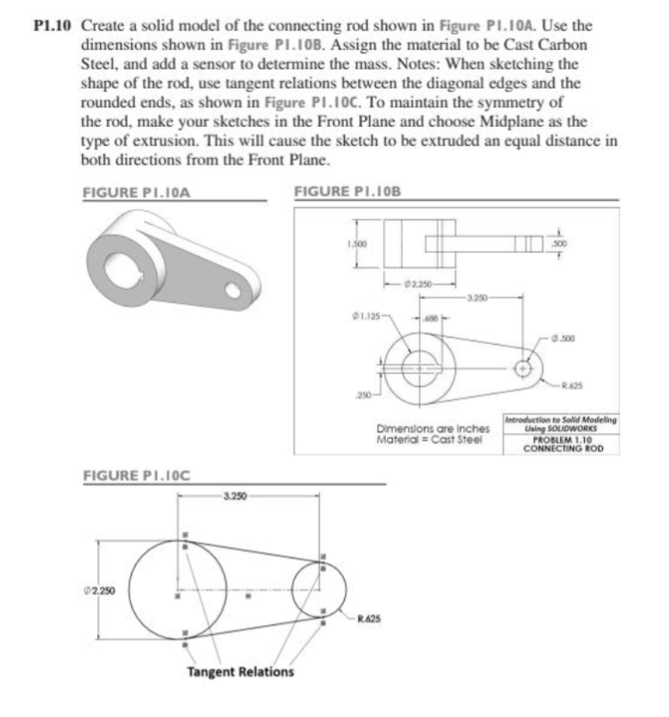 Solved P1.10 Create a solid model of the connecting rod | Chegg.com