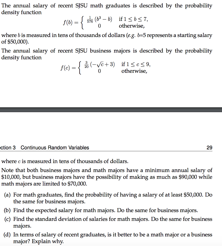Solved The annual salary of recent SJSU math graduates is | Chegg.com