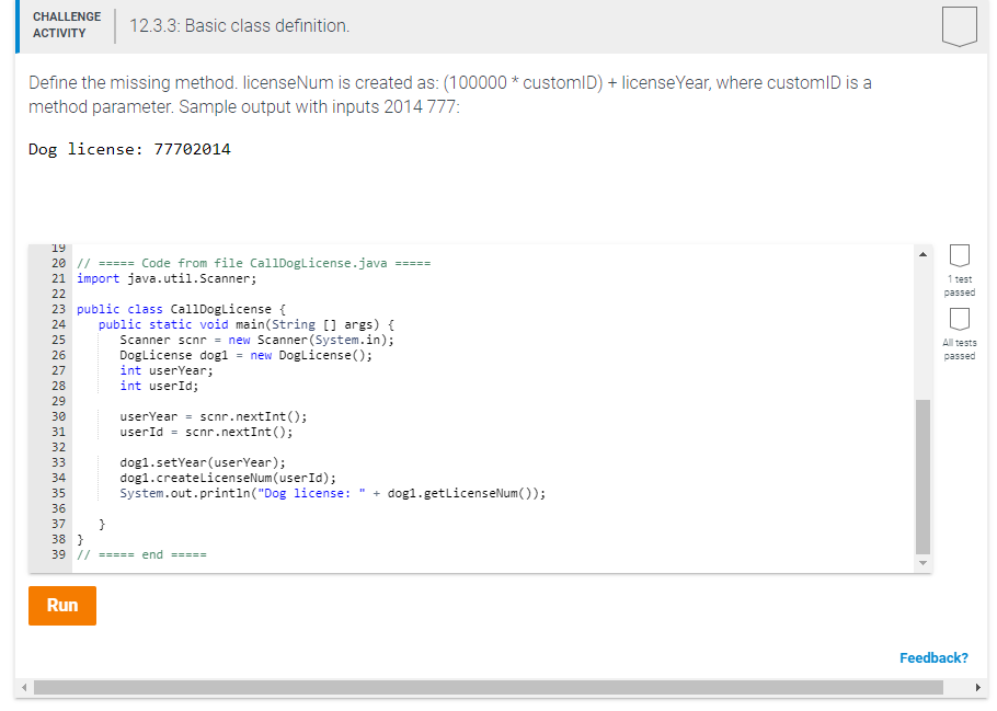 Solved CHALLENGE ACTIVITY 12.3.3: Basic class definition. 0 | Chegg.com