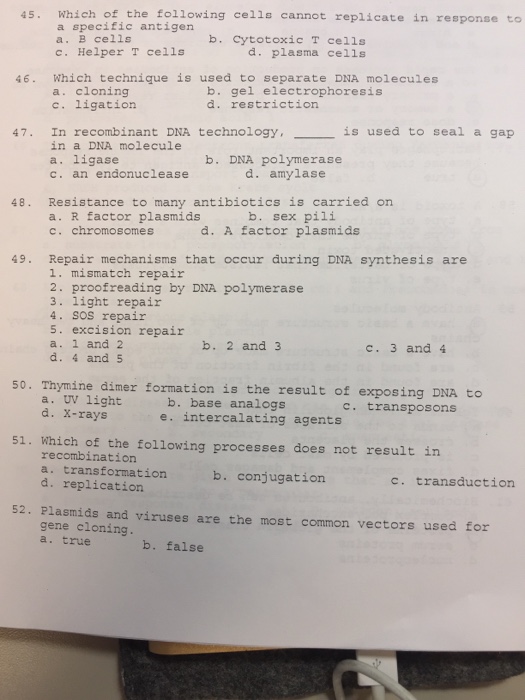 Solved Which Of The Following Cello Cannot Replicate In 