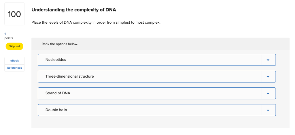 Solved Understanding the complexity of DNA: Place the | Chegg.com