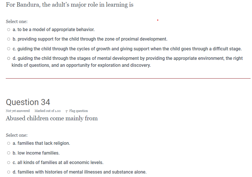 Solved For Bandura, the adult's major role in learning is | Chegg.com