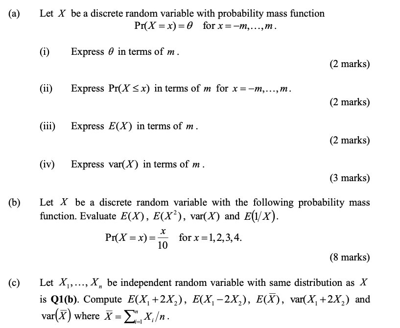 Solved (a) Let X be a discrete random variable with | Chegg.com