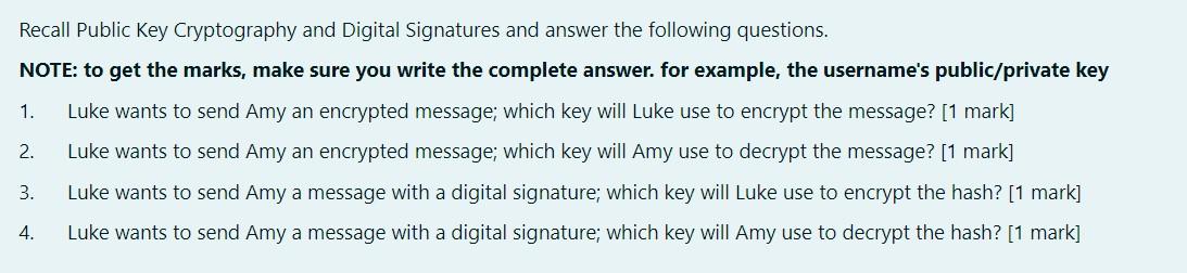 Solved Recall Public Key Cryptography and Digital Signatures | Chegg.com