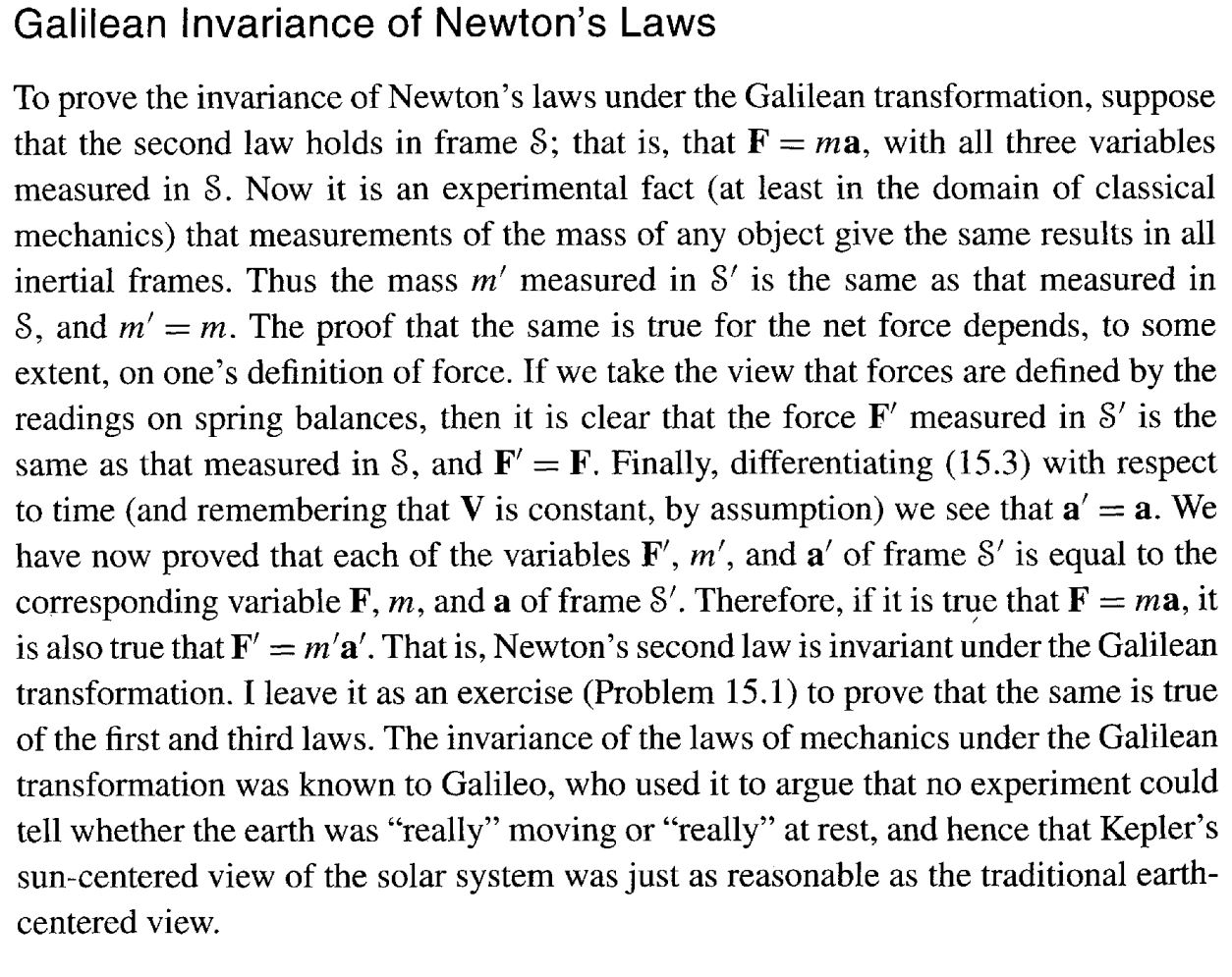 Galilean Invariance of Newton's Laws To prove the | Chegg.com