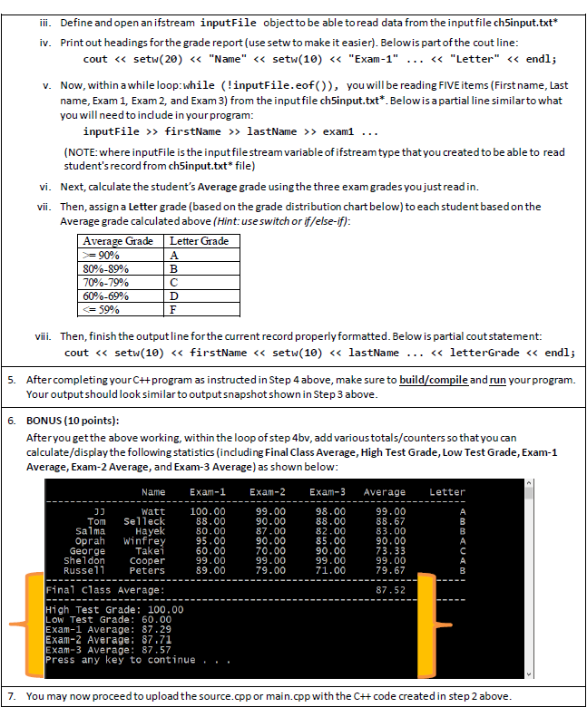 Solved 3. You will develop a C++ program for a Student's | Chegg.com