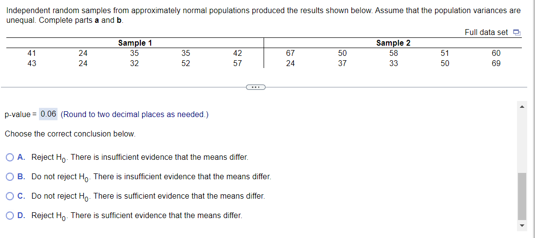 Solved Independent random samples from approximately normal | Chegg.com