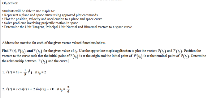 Solved Objectives: Students will be able to use maple to: • | Chegg.com