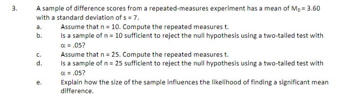 Solved A sample of difference scores from a | Chegg.com