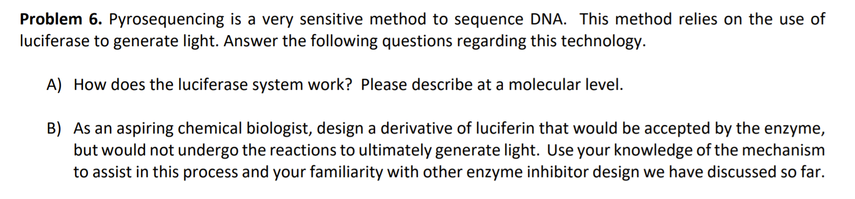 Solved Problem 6. Pyrosequencing is a very sensitive method | Chegg.com