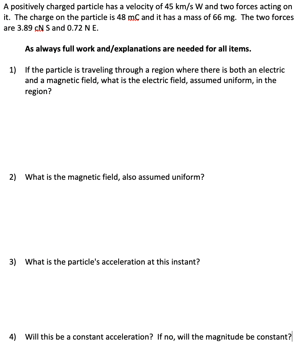 Solved A positively charged particle has a velocity of 45 | Chegg.com