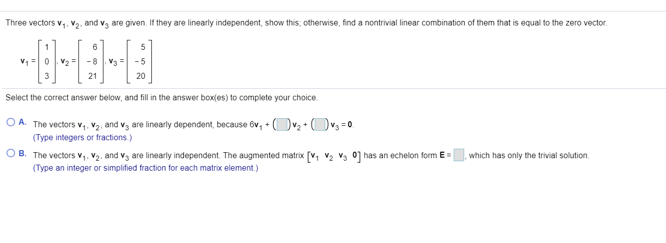 Solved Three vectors V1, V2, and v, are given. If they are | Chegg.com