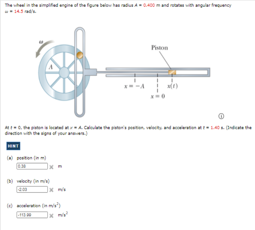 Solved The wheel in the simplified engine of the figure | Chegg.com