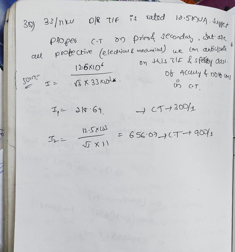 Solved 30) 33/11kV D/8 tIf is rated 12.5MUA. Sugges ploper | Chegg.com