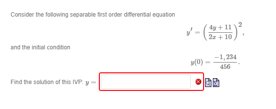 Solved Consider The Following Separable First Order