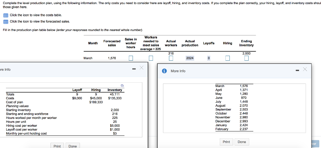 Solved Complete the level production plan, using the | Chegg.com