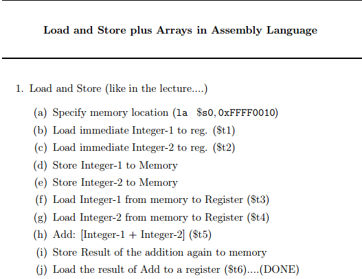 Solved Load and Store plus Arrays in Assembly Language 1. | Chegg.com