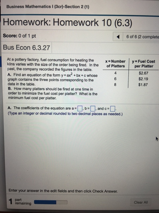 Solved Business Mathematics I (3cr)-Section 2 (1) Homework: | Chegg.com Solved Business Mathematics I (3cr)-Section 2 (1) Homework: | Chegg.com