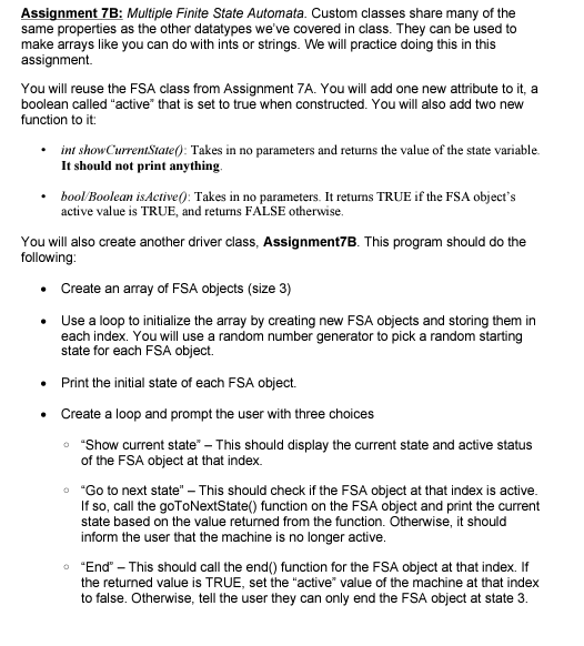Solved Assignment 7B: Multiple Finite State Automata. Custom | Chegg.com