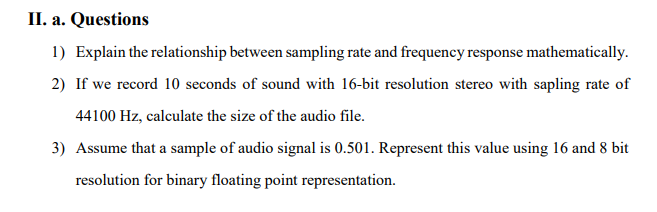 Solved II. a. Questions 1) Explain the relationship between | Chegg.com