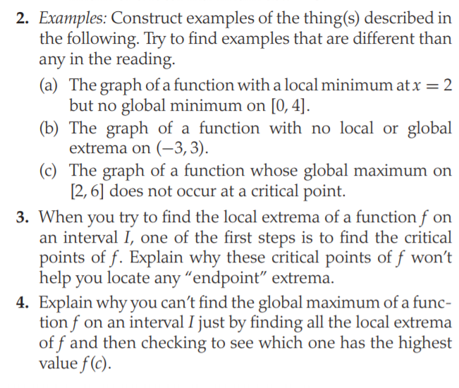 Solved 2. Examples: Construct examples of the thing(s) | Chegg.com