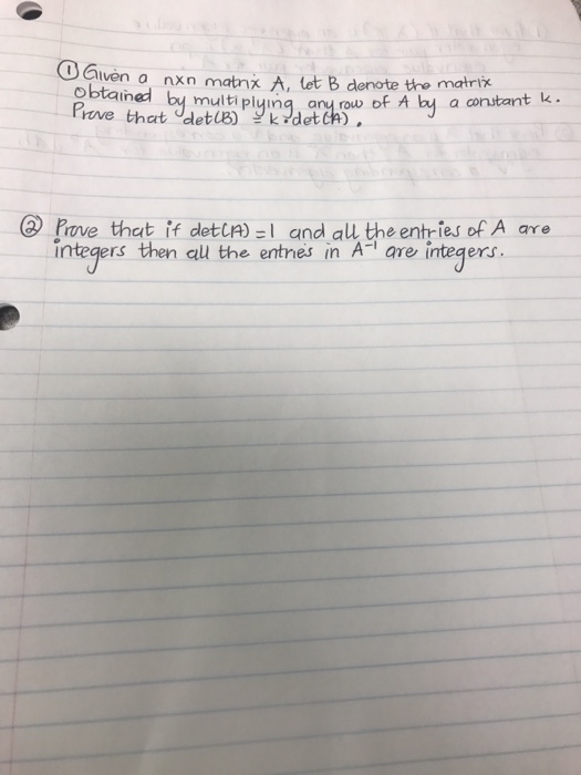 Solved Given a n times n matrix A, let B denote the matrix | Chegg.com