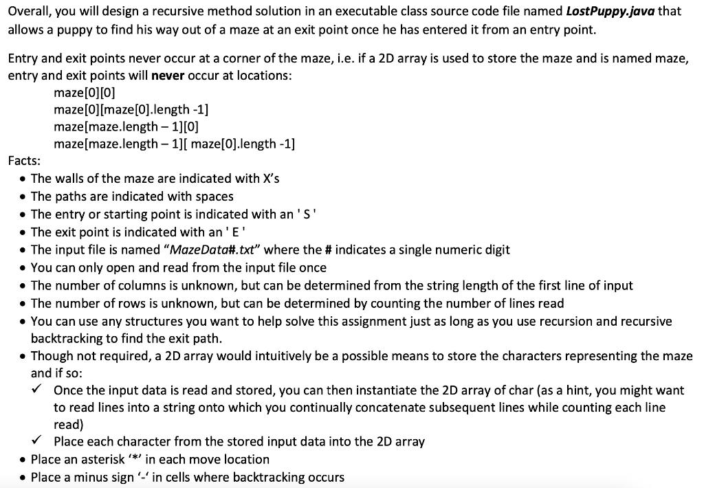 Solved Overall, you will design a recursive method solution | Chegg.com
