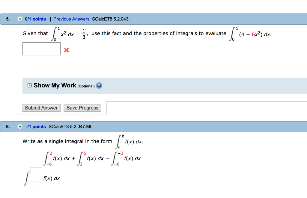 Solved 5. 0/1 points| Previous Answers SCalcET8 5.2.043 | Chegg.com