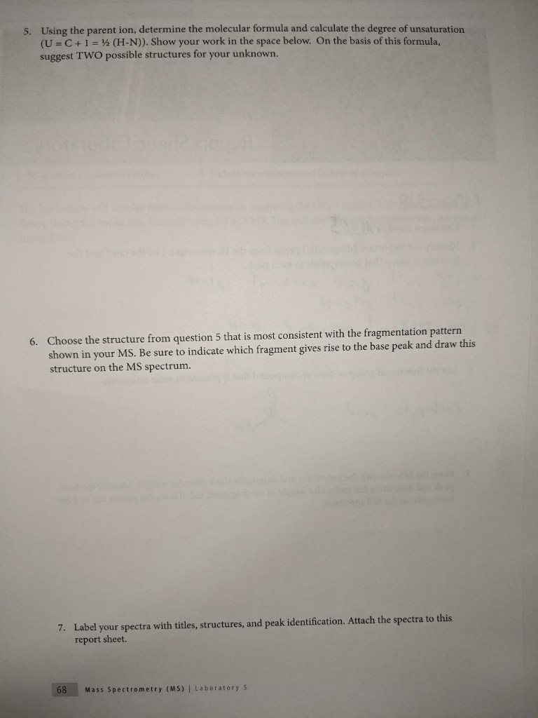 Solved 4. From the MS, identify the parent ion and determine | Chegg.com