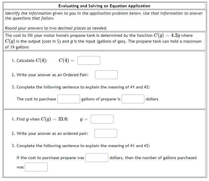 Solved Evaluating and Solving an Equation Application | Chegg.com