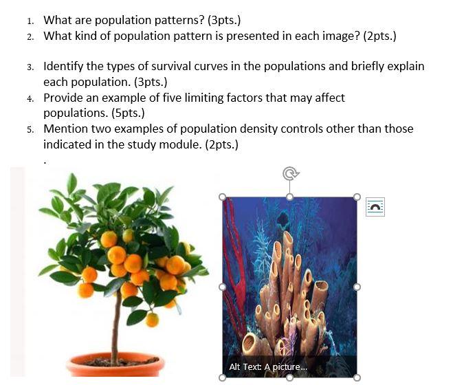 Solved 1. What are population patterns? (3pts.) 2. What kind | Chegg.com