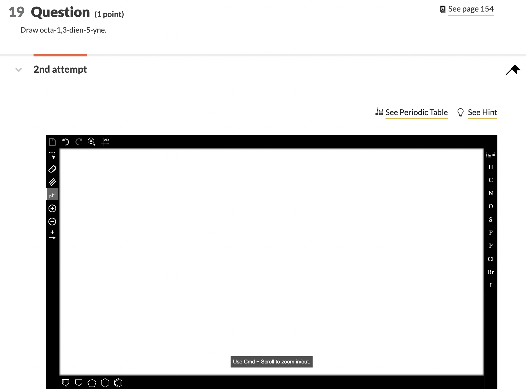 19 Question (1 point) Draw octa-1,3-dien-5-yne. | Chegg.com