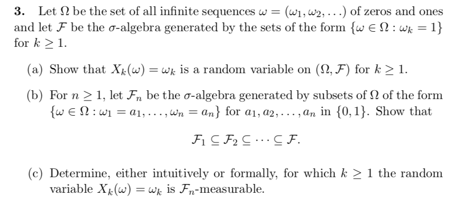 Solved 3. Let Ω be the set of all infinite sequences | Chegg.com