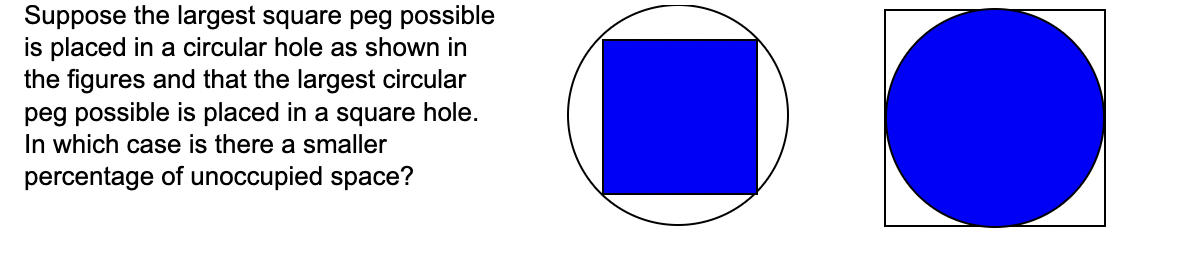 Solved Suppose the largest square peg possible is placed in | Chegg.com