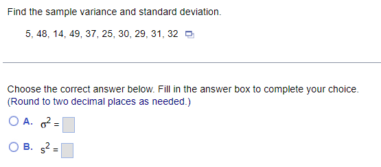 Solved Find the sample variance and standard deviation. | Chegg.com