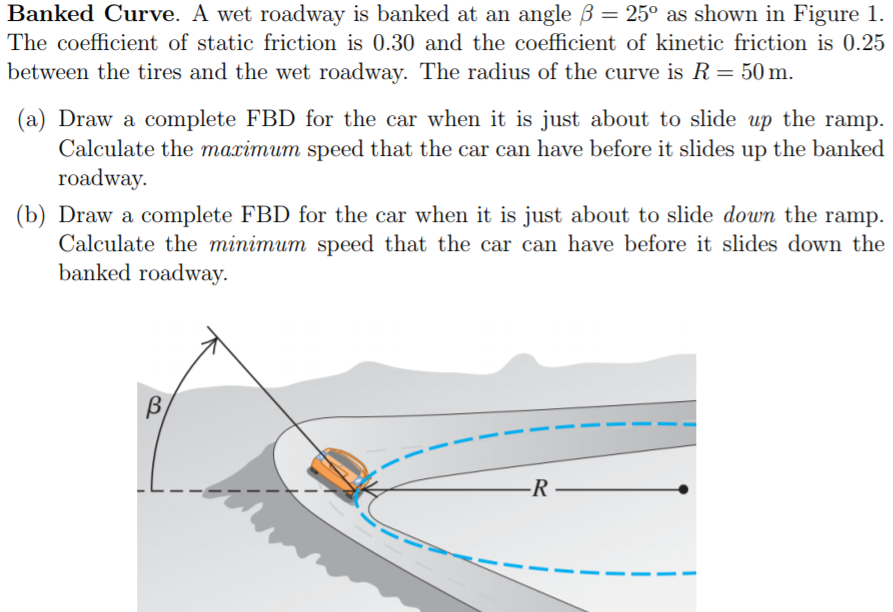 Solved Banked Curve. A wet roadway is banked at an angle | Chegg.com