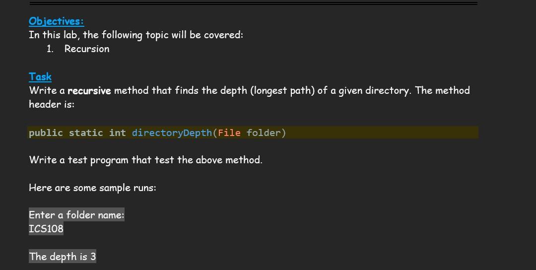 Solved Objectives: In this lab, the following topic will be | Chegg.com