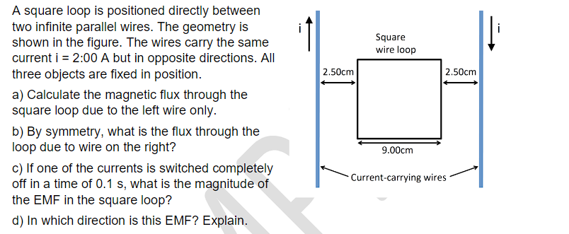 Solved A square loop is positioned directly between two | Chegg.com