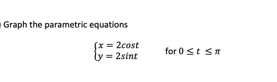 Solved Graph the parametric equations {x=2costy=2sint for | Chegg.com